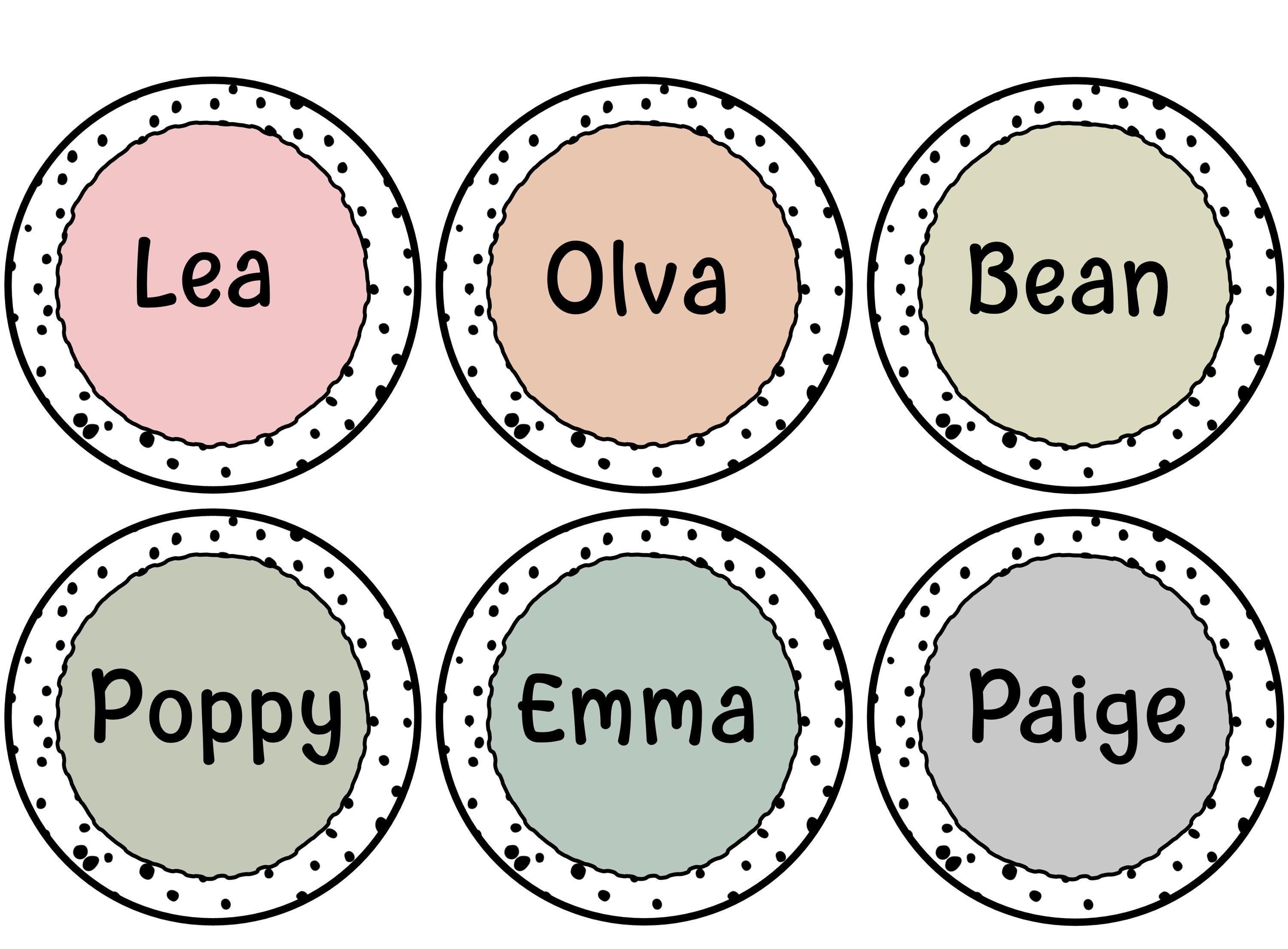 Printable Boho Neutral Spotty Student Name Labels, Back to School Kids ...
