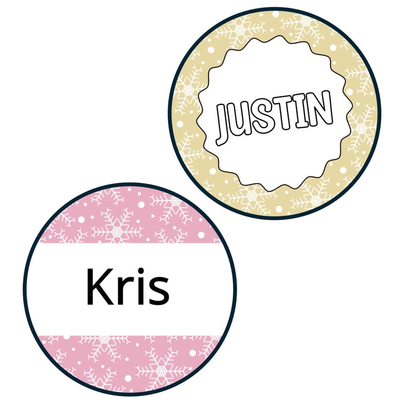 Printable Winter Colorful Snowflakes Student Name Labels, Book Bin Tags ...