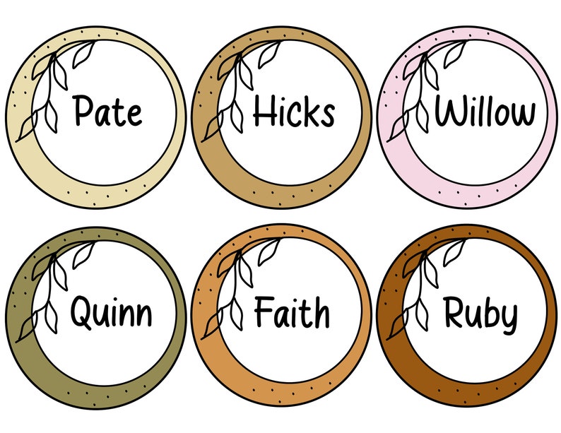 Printable Botanical Student Name Labels, Editable Name Badges, Boho ...