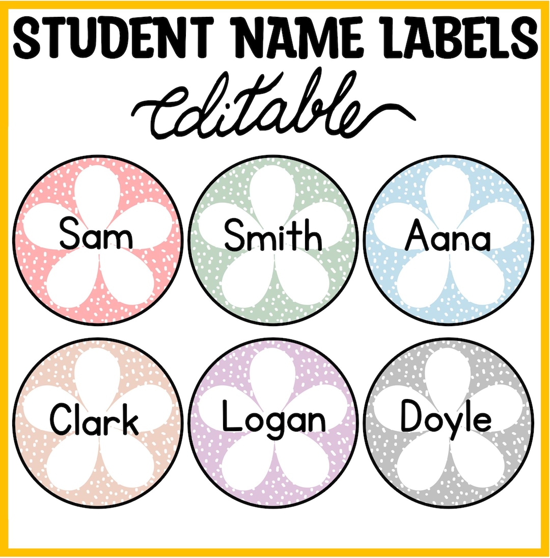 Printable Boh Spotty Student Name Labels, Round Classroom Labels ...
