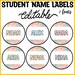 Back to School Round Boho Neutral Checkered Classic Student Name Labels ...