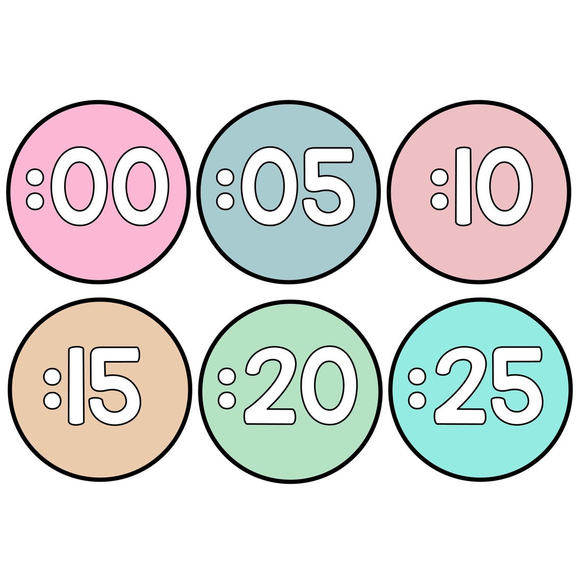 Printable Boho Bright Clock Numbers Display, Editable Clock Numbers ...