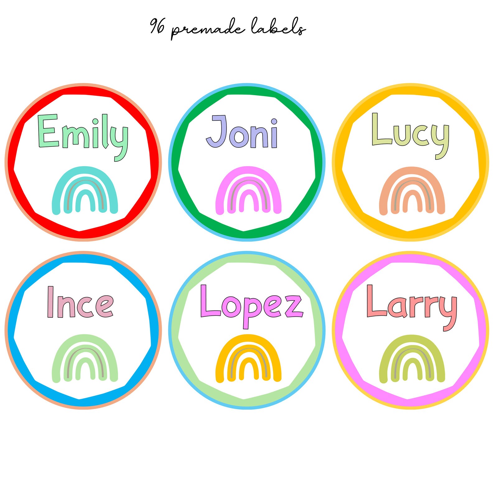 Rainbow Name Tags, Student Name Labels Printable, Editable Tags ...