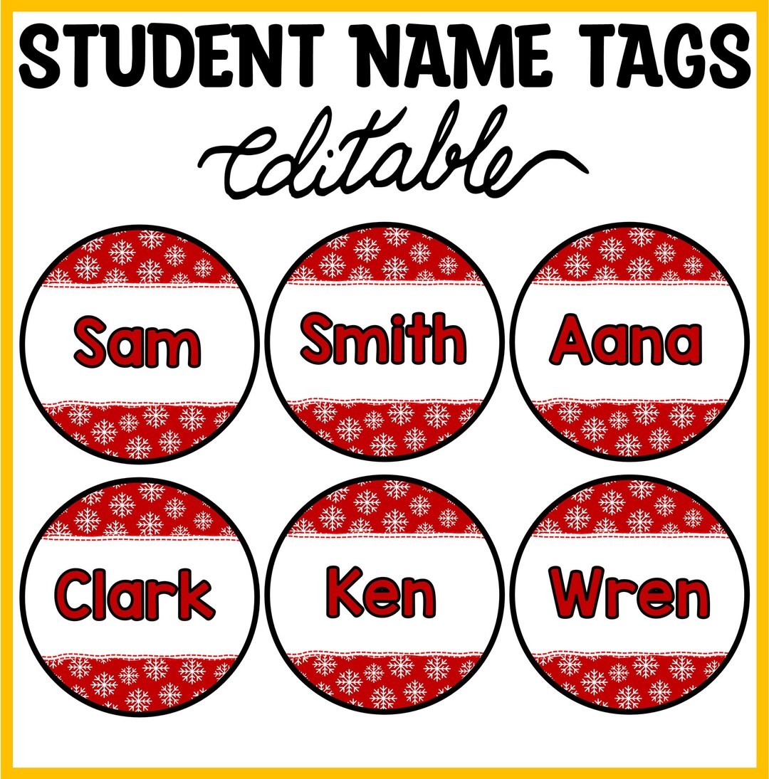 Printable Bright Color Snowflakes Student Name Plates, Name Cards ...