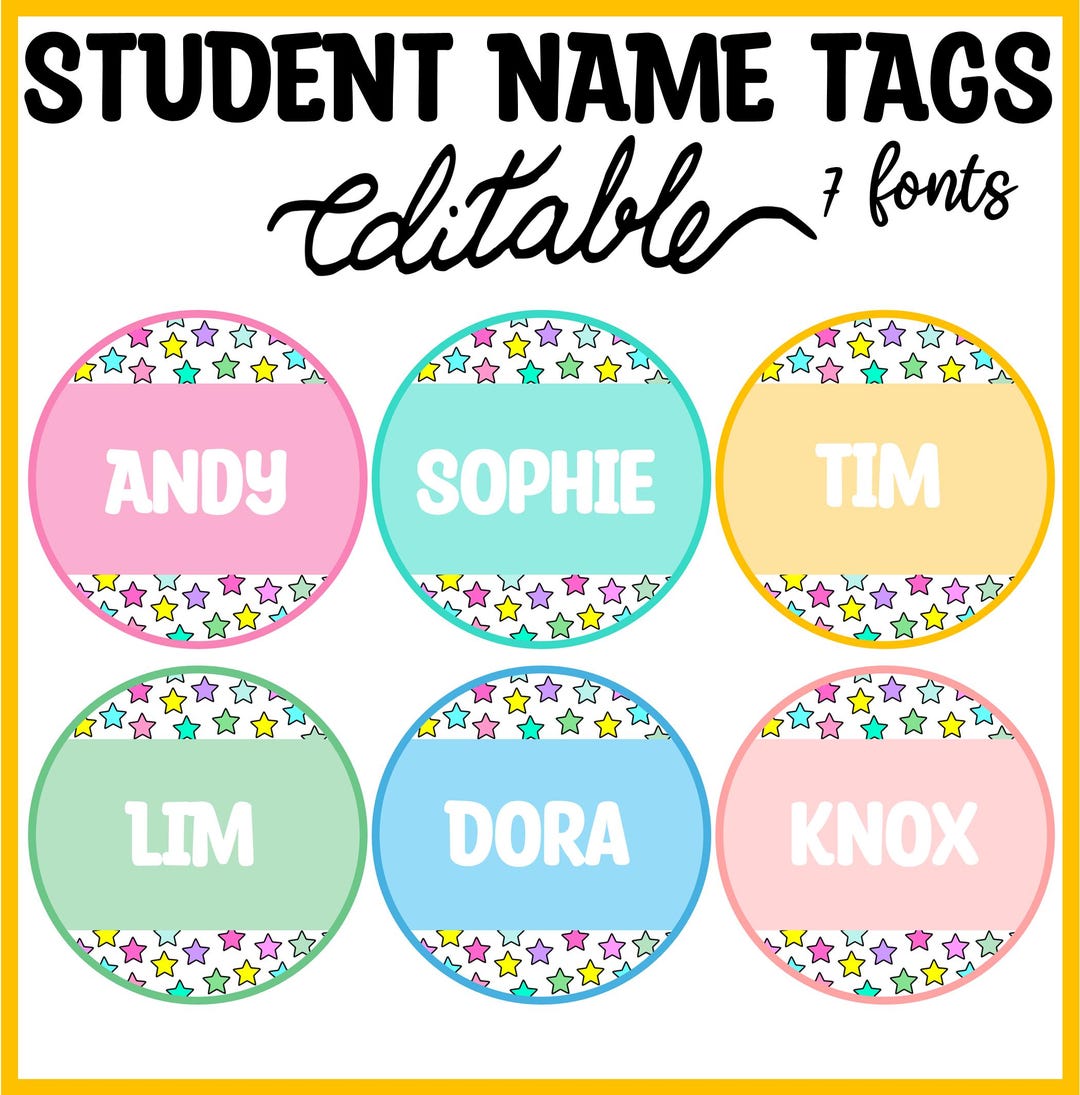 Star Name Labels, Printable Stars Student Name Labels, Back to School ...