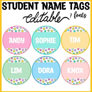 Star Name Labels, Printable Stars Student Name Labels, Back to School ...