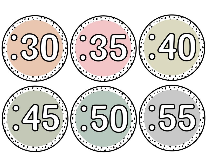 Printable Boho Neutral Spotty Clock Numbers Display, Editable Clock ...