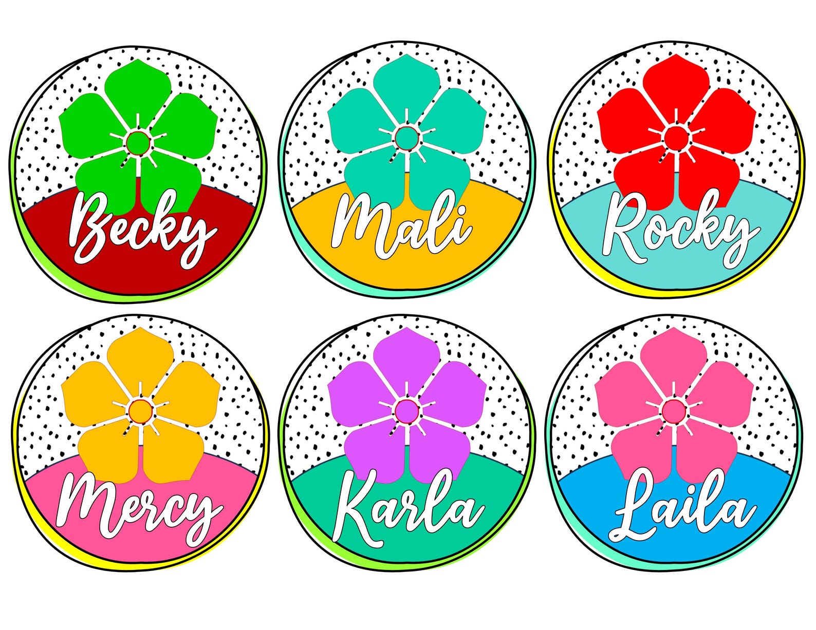 Back to School Floral Spotty Spring Student Name Plates, Spotty ...
