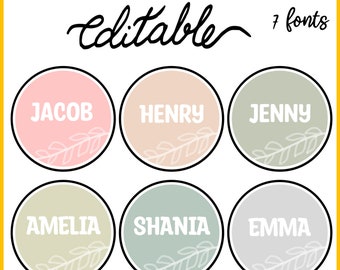 Printable Boho Spotty Student Name Labels, Classroom Labels, Nursery ...