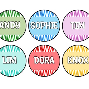 Printable Bright Wavy Student Name Labels, Colorful Classroom Labels ...