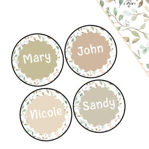 Printable Botanical Student Name Labels, Round Cubbies Labels, Boho ...