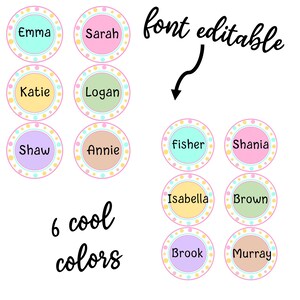 Back to School Pastel Polka Dots Student Nametags, Name Tents, Locker ...