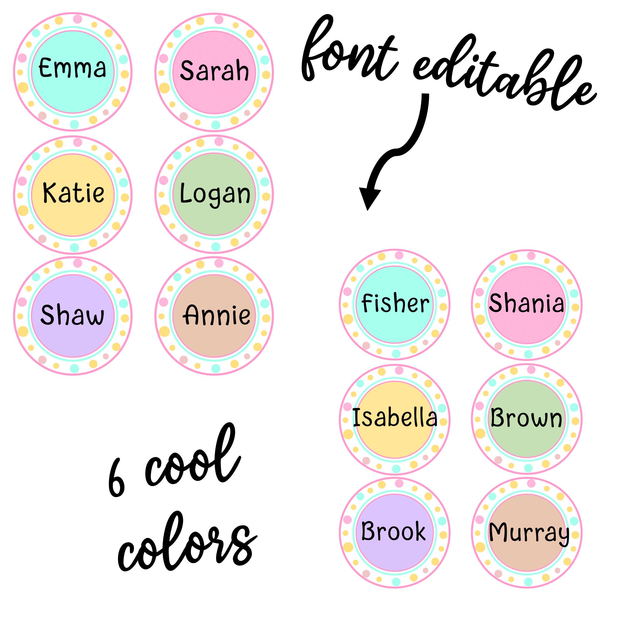 Back to School Pastel Polka Dots Student Nametags, Name Tents, Locker ...