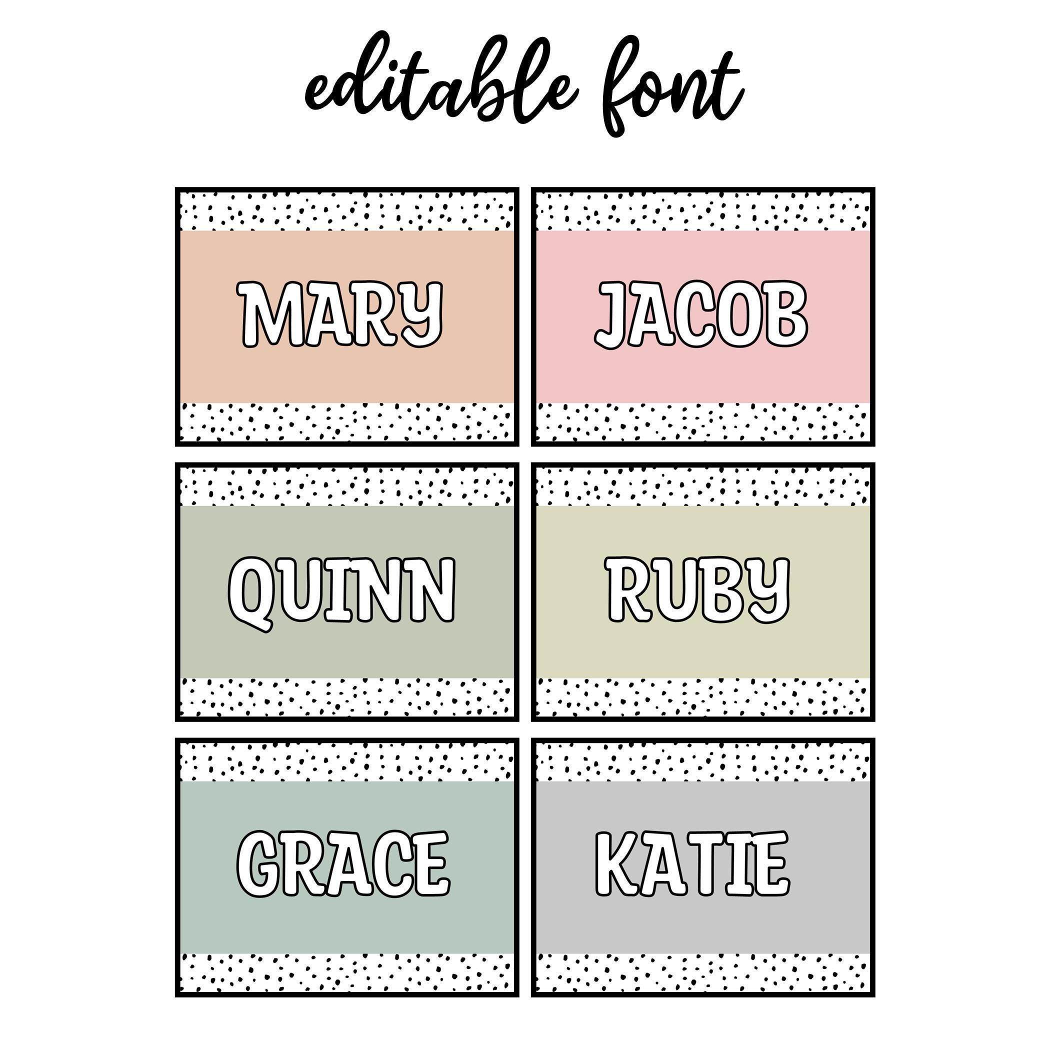 Printable Spotty Name Labels, Back to School Nametags, Boho Spotty ...