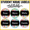 Printable Boho Spotty Neutral Student Name Labels, Round Student Name ...