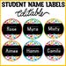 Printable Boho Spotty Neutral Student Name Labels, Round Student Name ...