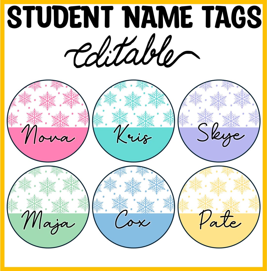 Printable Back to School Name Labels. Editable Bright Student Name ...