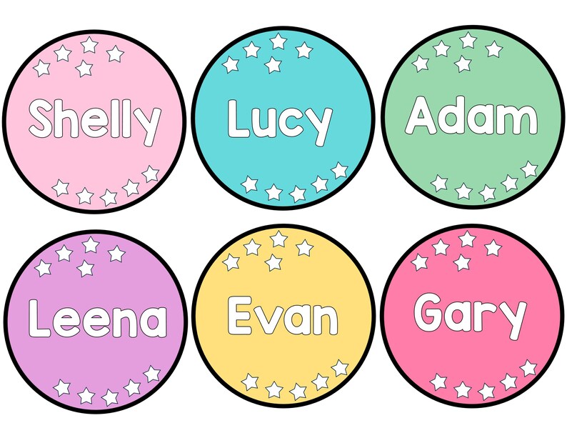 Back to School Printable Stars Student Name Labels, Bright Classroom ...