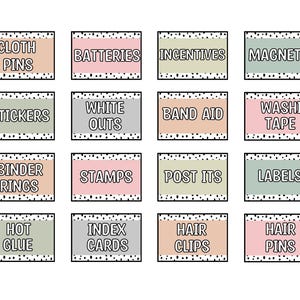 Back to School Printable Spotty Teacher Toolbox Labels, Boho Neutral ...