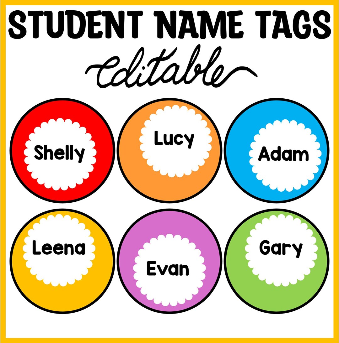 Round Bright Student Name Tags, Name Labels, Round Name Stickers. Back ...