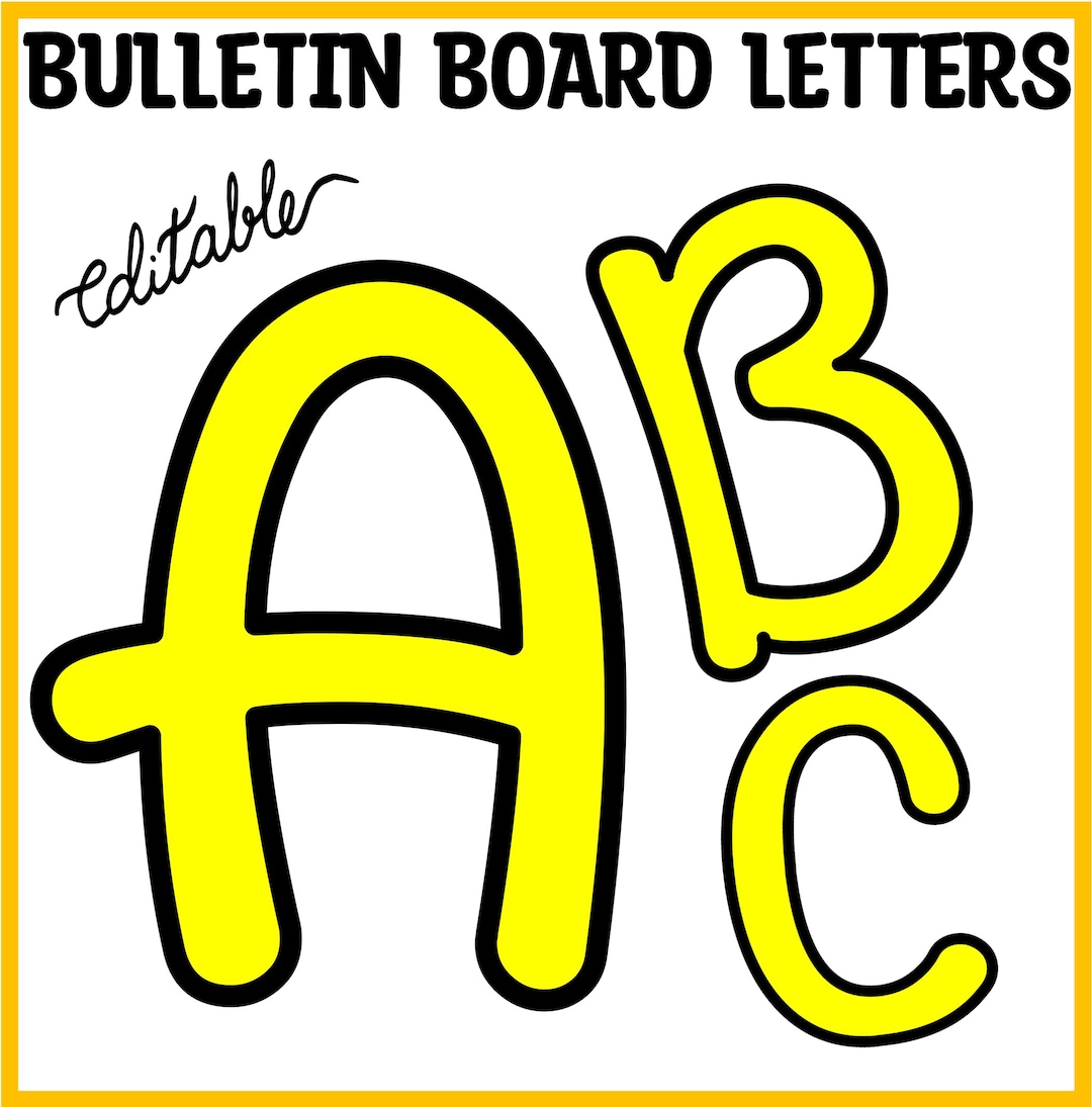 Minimalist Trendy Bright Yellow Color Bulletin Board Letters, Large ...