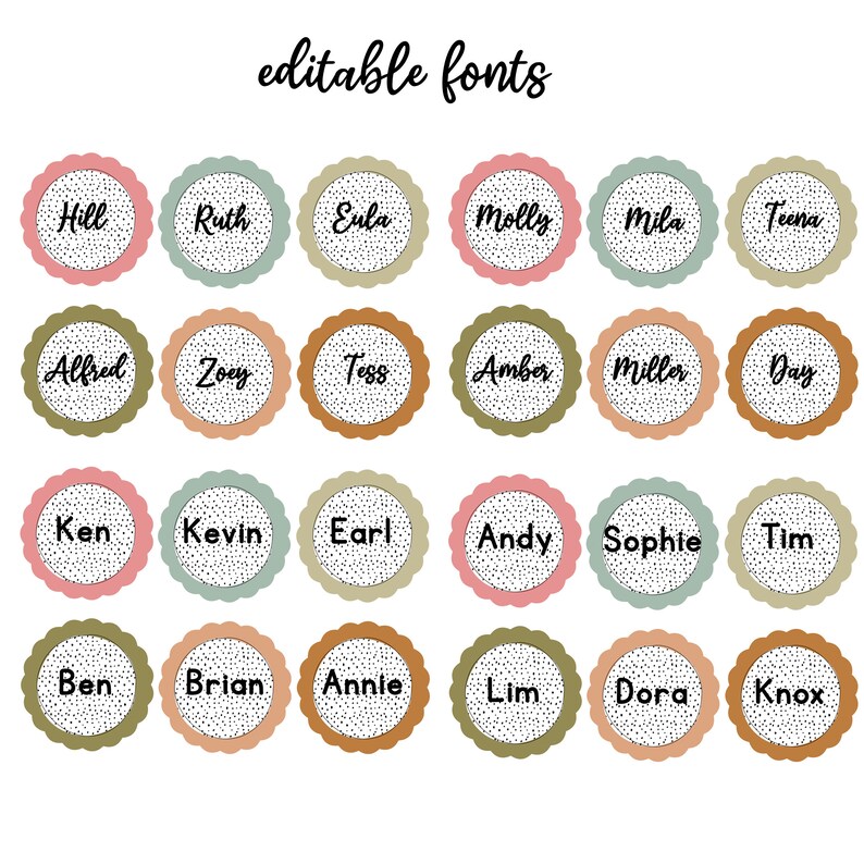 Printable Boho Neutral Spotty Student Name Labels, Cubby Labels, Circle ...