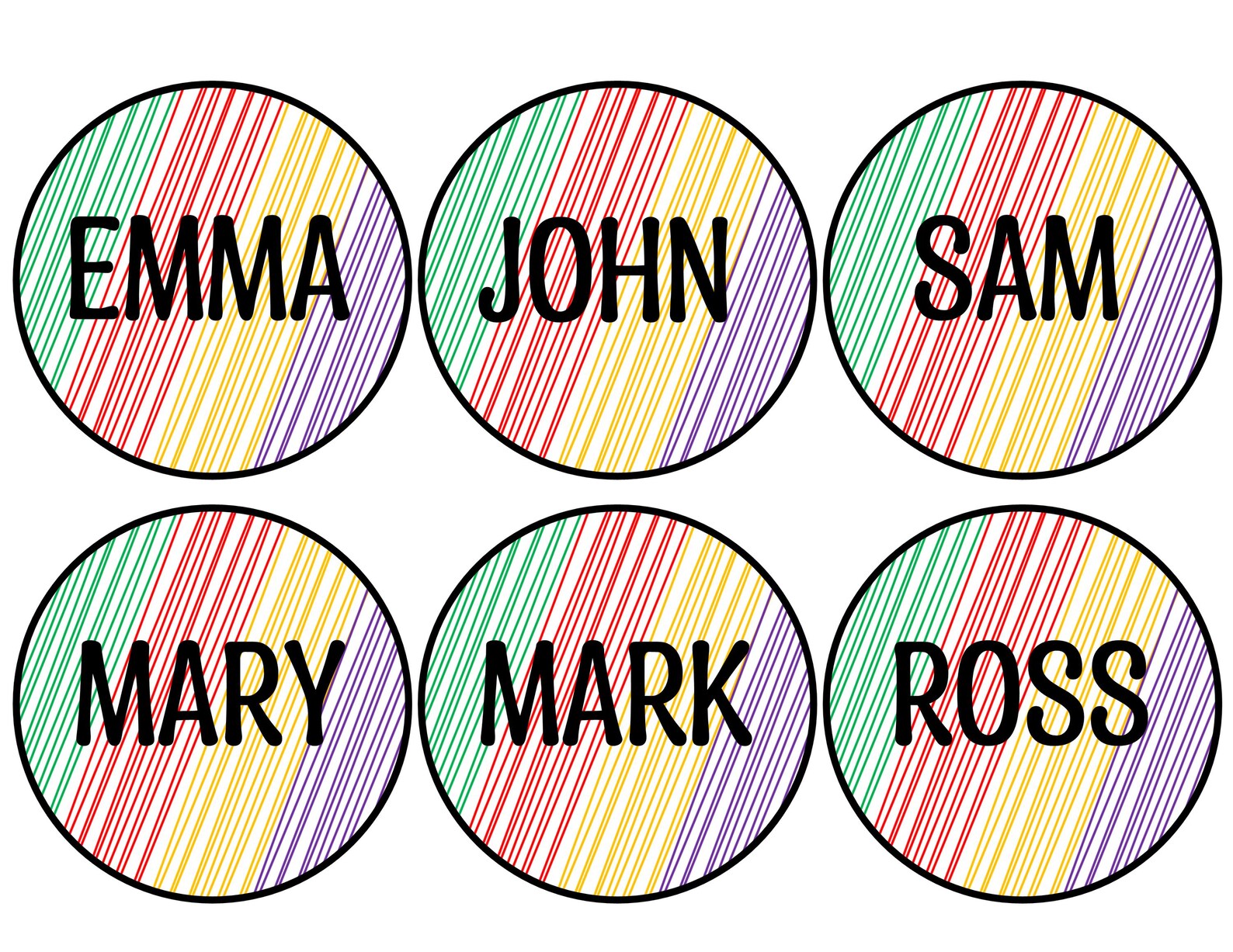 Printable Colorful Round Student Name Labels, Editable Classroom Labels ...