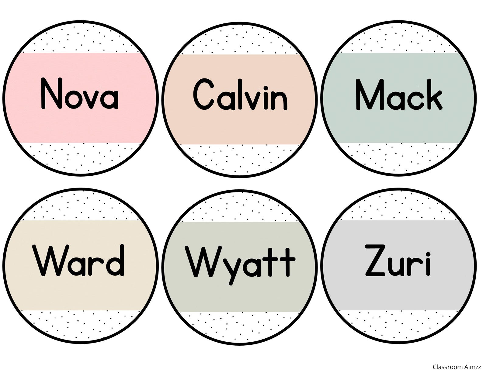 Printable Boho Neutral Minimalist Dotty Student Name Labels, Calm ...