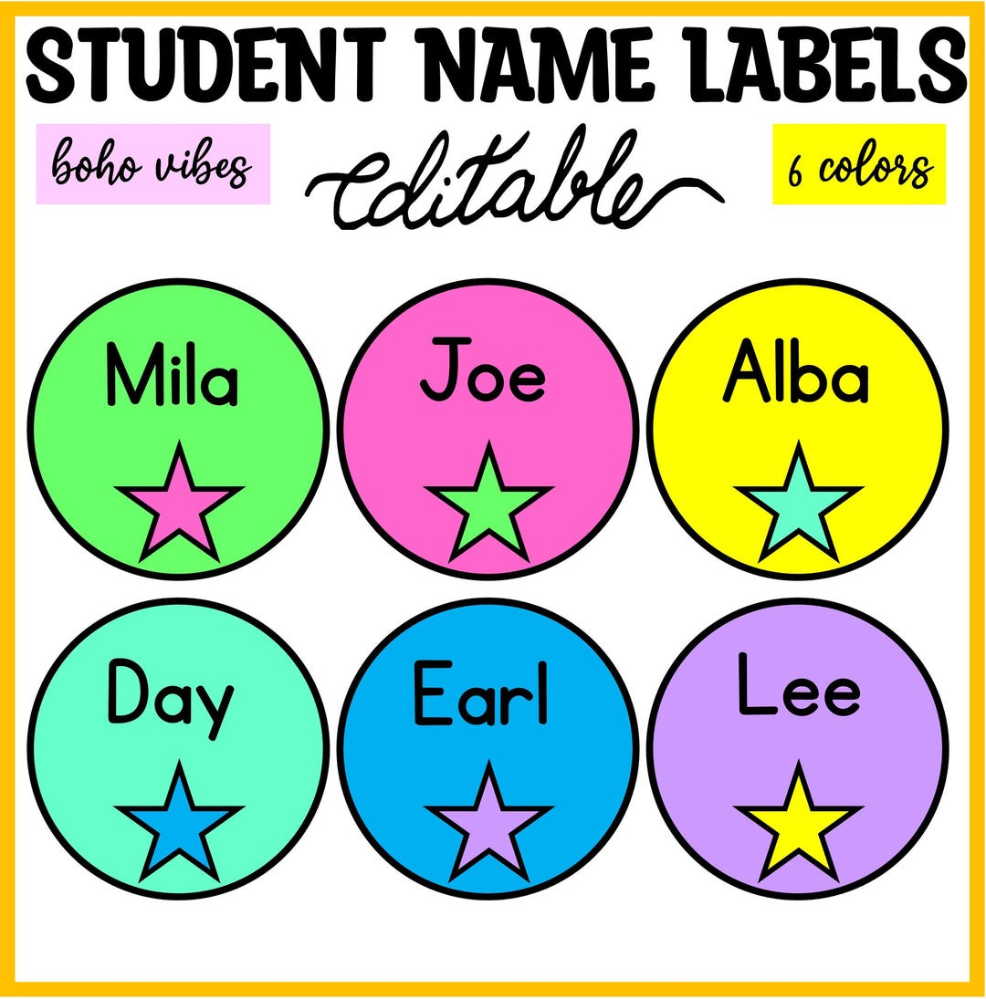 Printable Bright Student Name Tags, Student Name Plates, Name Posters ...
