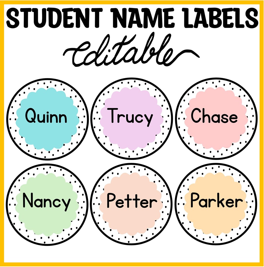Back to School Printable Pastel Spotty Student Name Tags, Boho Nametags ...