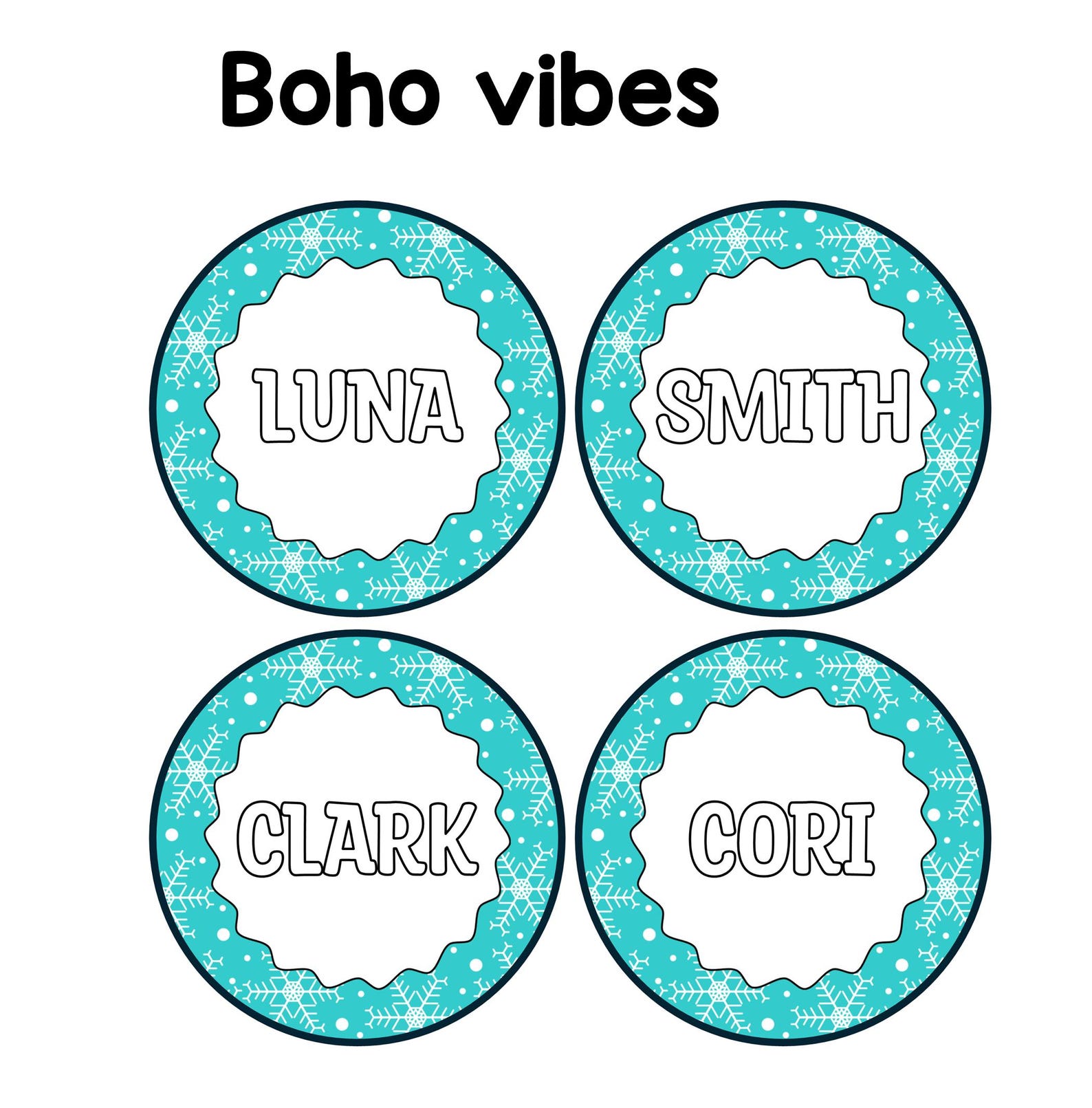 Printable Winter Colorful Snowflakes Student Name Labels, Book Bin Tags ...