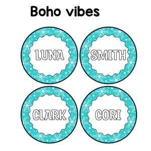 Printable Winter Colorful Snowflakes Student Name Labels, Book Bin Tags ...