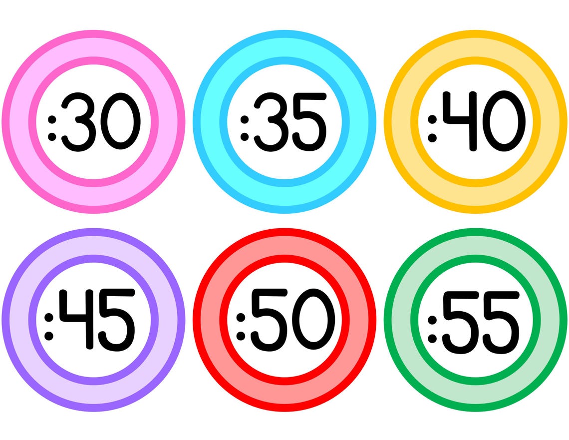 Printable Boho Bright Clock Numbers Display, Editable Clock Numbers ...