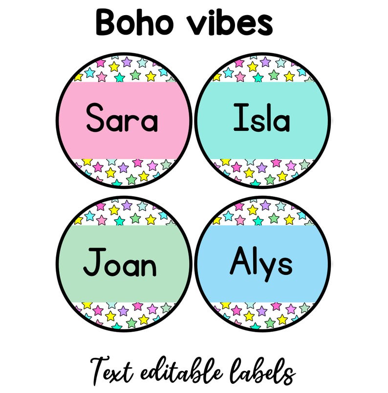 Star Name Labels, Printable Stars Student Name Labels, Back to School ...