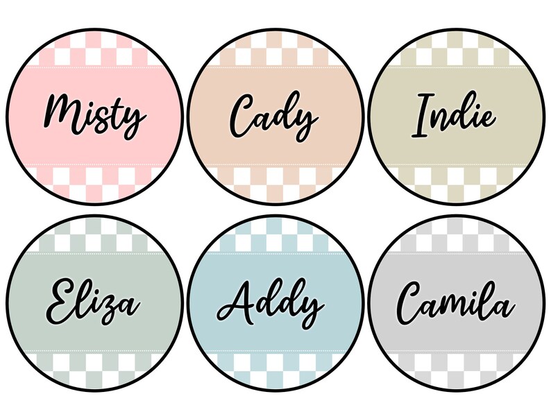 Printable Boho Dotty Floral Student Name Labels, Neutral Classroom ...
