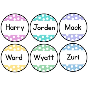 Back to School Round Name Tags, Printable Bright Student Name Tags ...