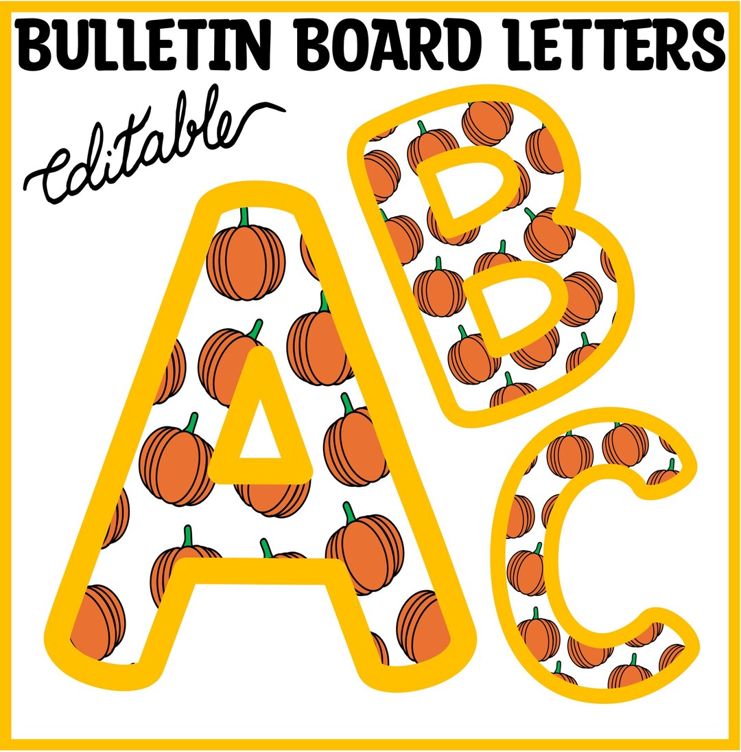 Pumpkin Bulletin Board Letters, Autumn Large Alphabet Letters, Alphabet ...