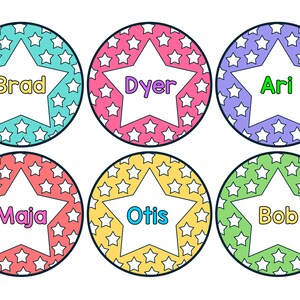 Printable Colorful Stars Student Name Labels, Star Nametags, Star Cubby ...