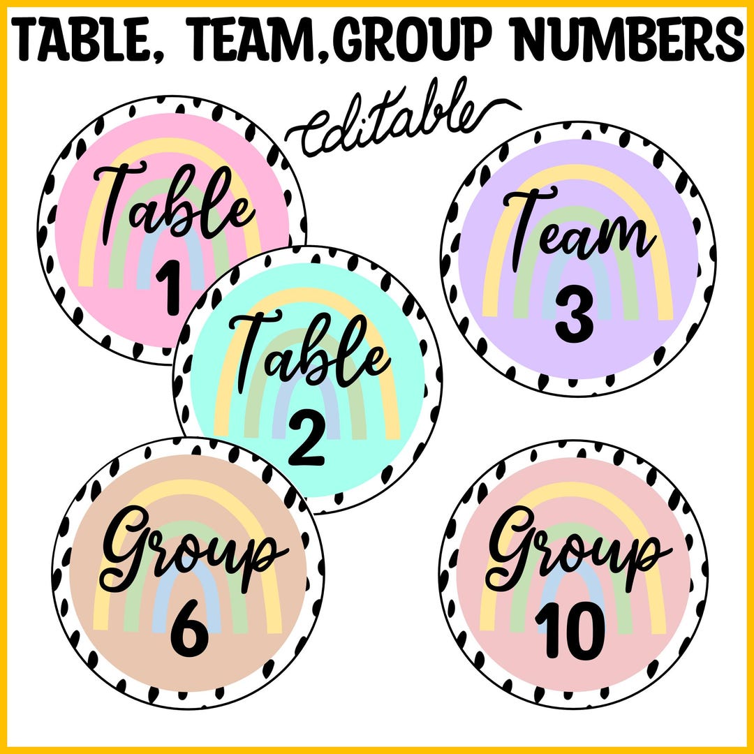 Printable Back to School Rainbow Boho Table Signs, Classroom Table ...