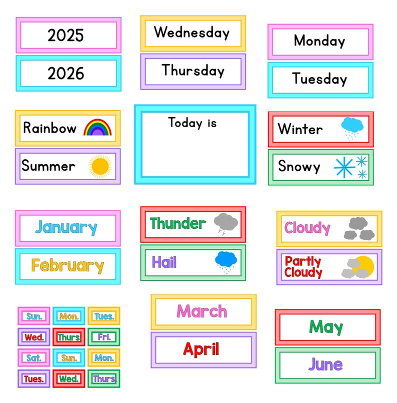 Printable Bright Colors Classroom Calendar Labels, Number Labels ...