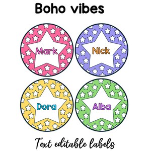 Printable Colorful Stars Student Name Labels, Star Nametags, Star Cubby ...