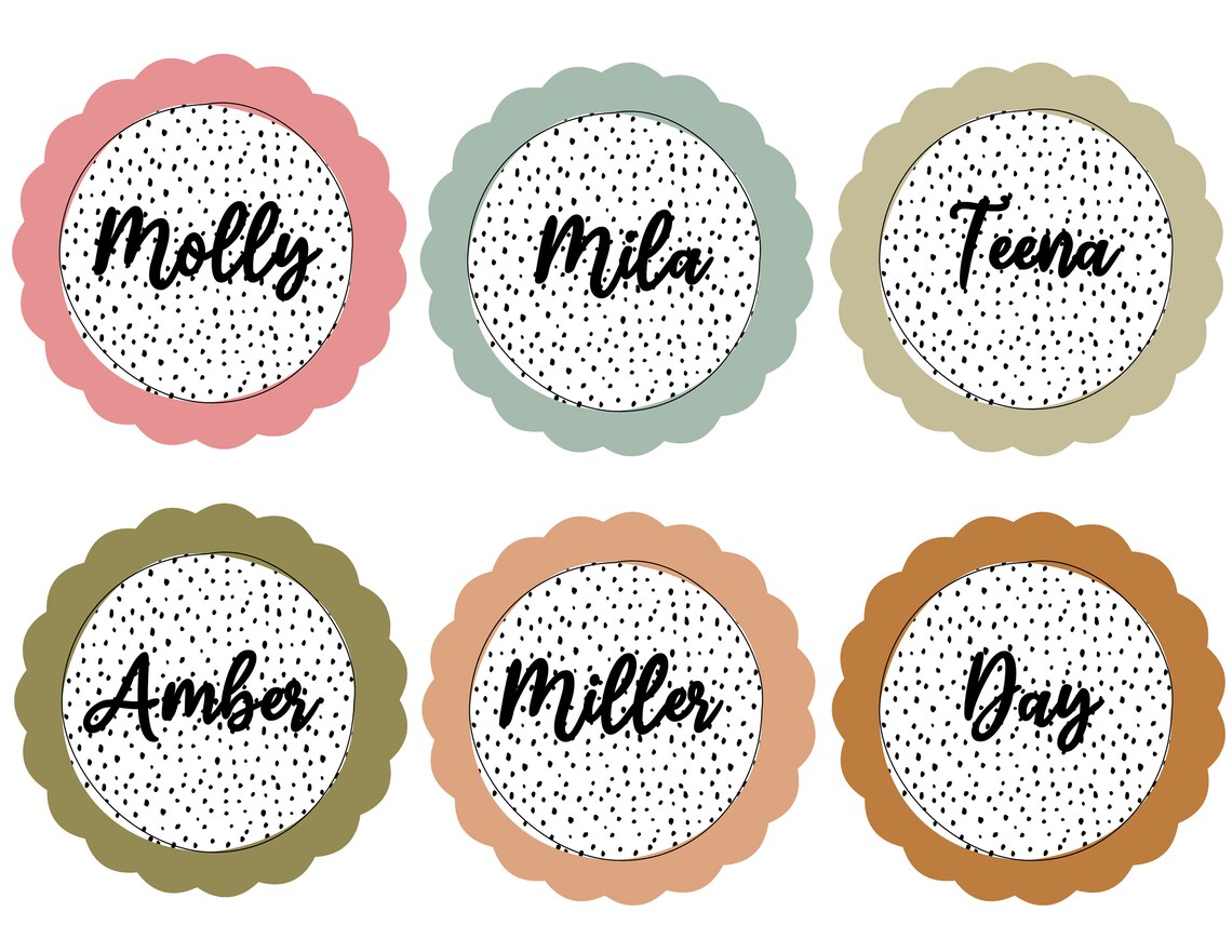 Printable Boho Neutral Spotty Student Name Labels, Cubbies Labels ...