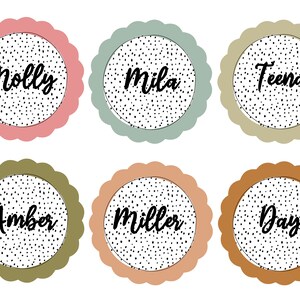Printable Boho Neutral Spotty Student Name Labels, Cubby Labels, Circle ...
