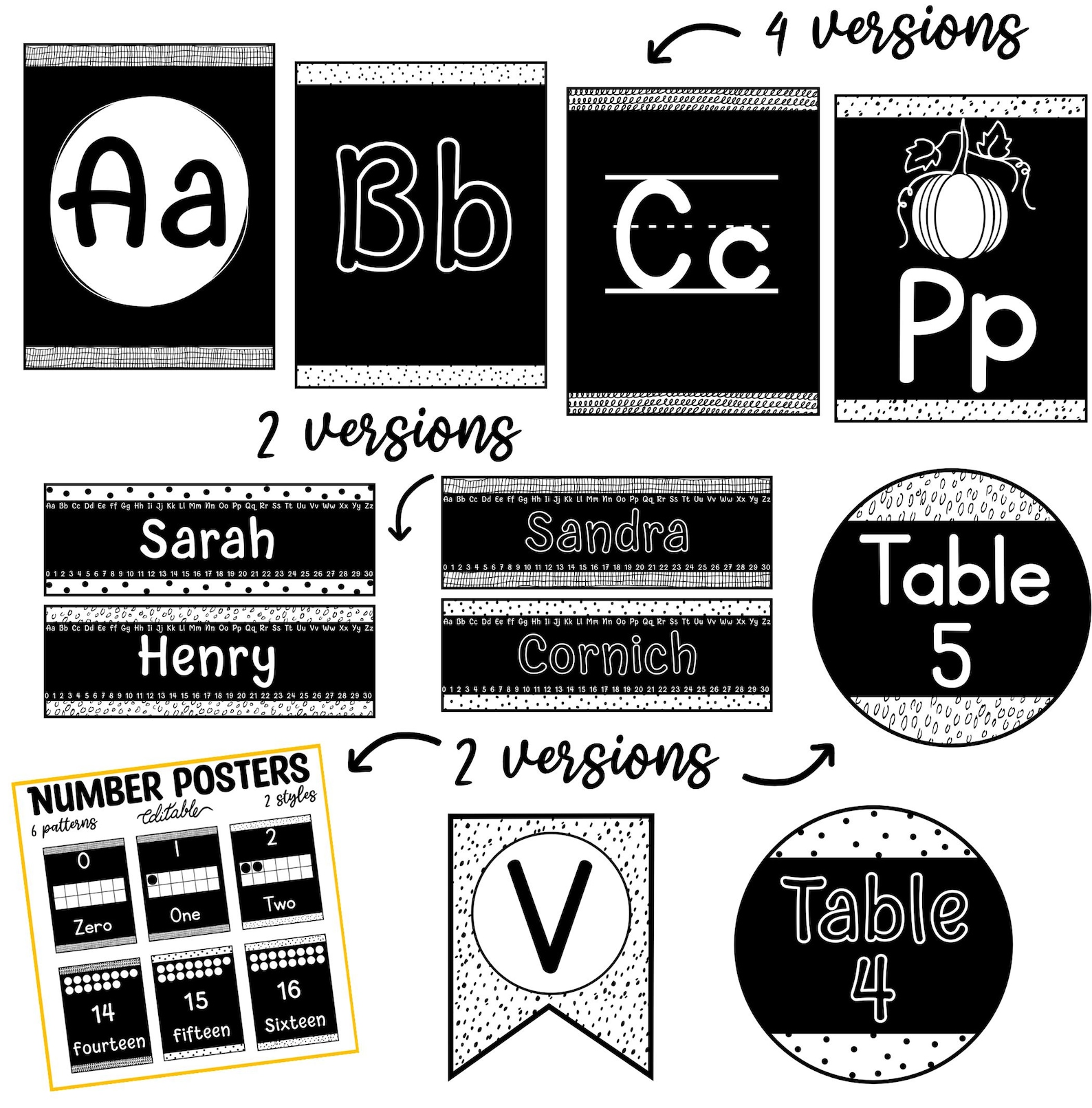 Black and White Abstract Classroom Decor Bundle Pack, Back to School ...