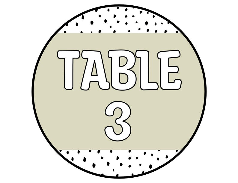 Editable Boho Neutral Spotty Table, Team and Group Labels, Table ...