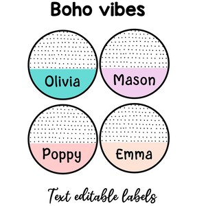 Printable Boho Neutral Spotty Student Name Plates, Name Cards, Cubby ...