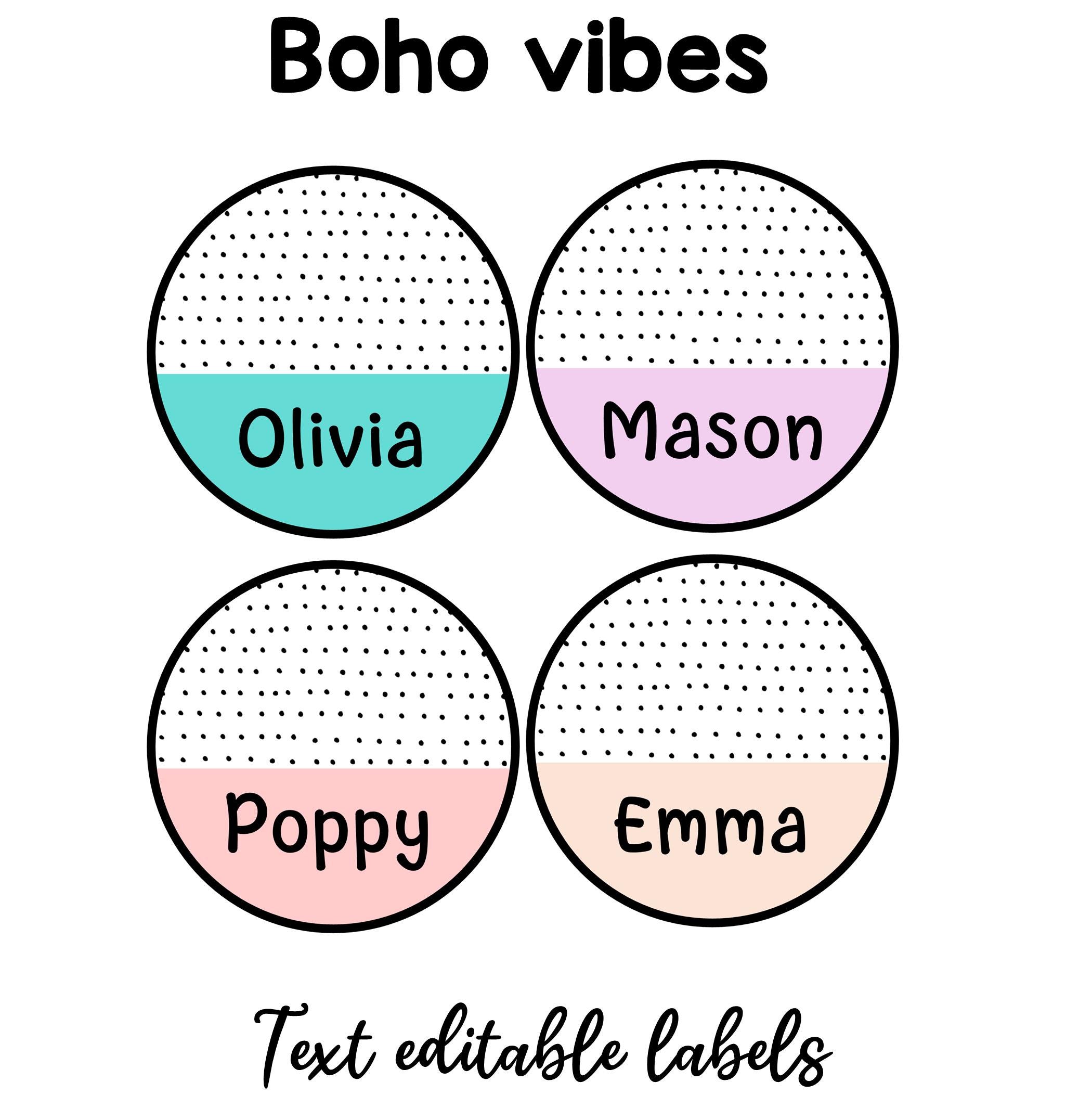 Printable Boho Neutral Spotty Student Name Plates, Name Cards, Cubby ...