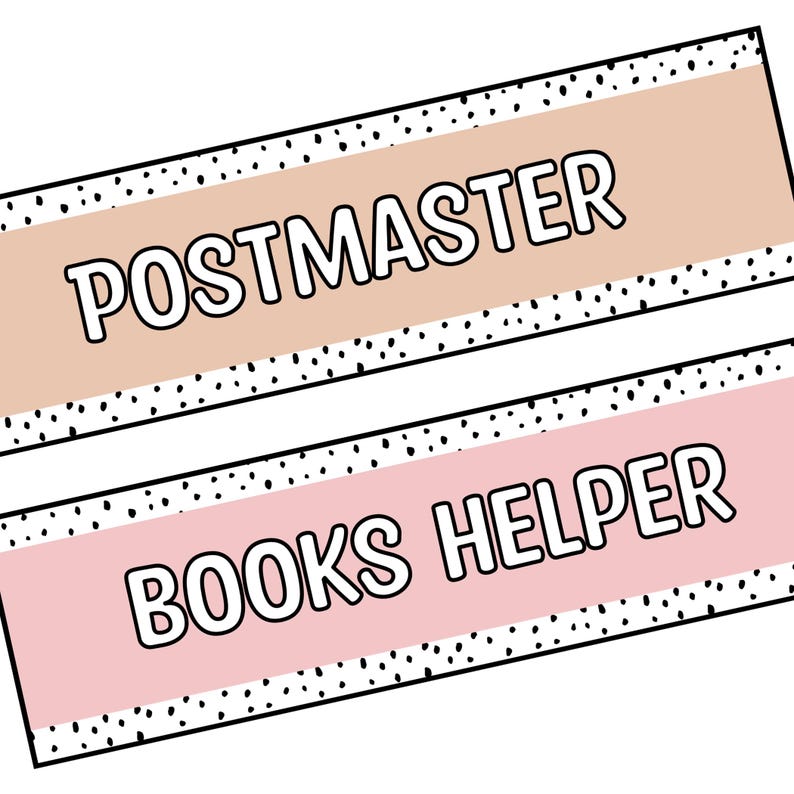 Back to School Printable Boho Neutral Spotty Classroom Jobs Labels ...