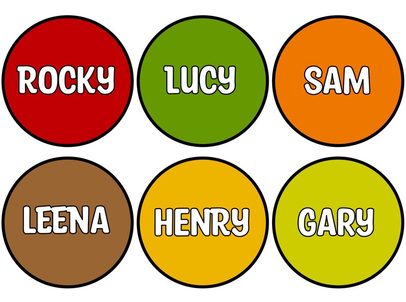 Printable Bright Fall Student Name Labels, Round Autumn Classroom ...