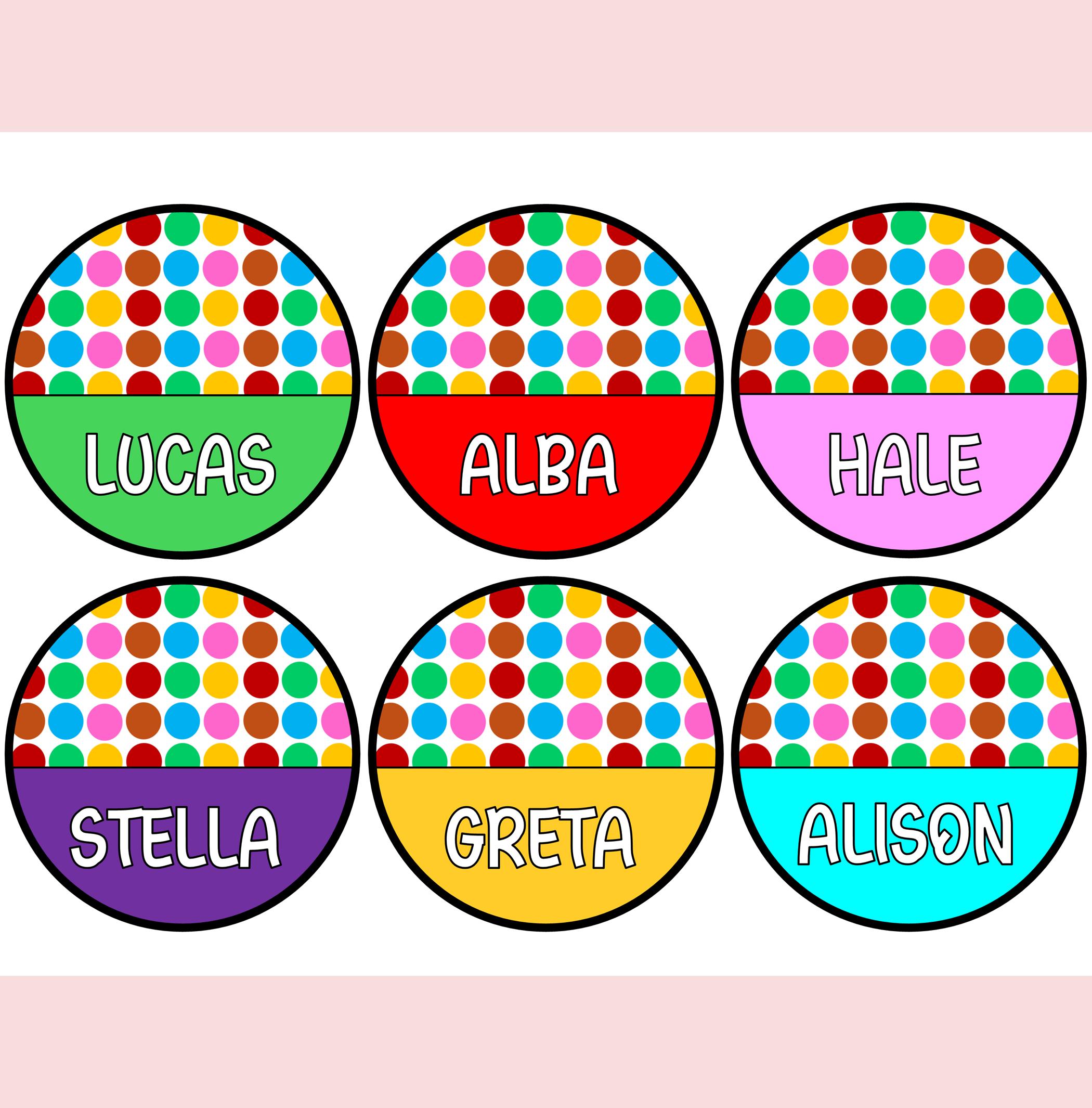 Kindergarten Back to School Printable Polka Dots Student Name Tags ...